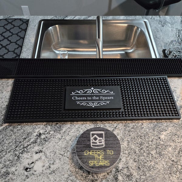 Fathers Day Gift, Custom Bar Mat Home Bar Idea Accessories Bartender ...