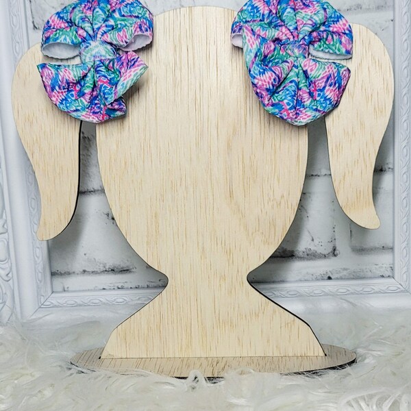 Wooden Head Stand. Child Silhouette With Pigtails. Hair Bow Displays ...