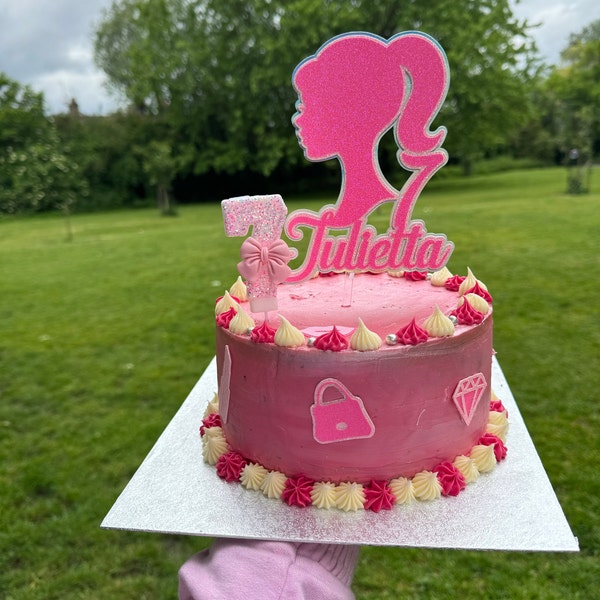 Personalised PRINTABLE Doll Head Cake Topper , Digital Barbie Cake ...