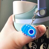 Shrimp Candy Bag Shaker Keychain Puffy Squishy PVC Charm Cute Ocean ...