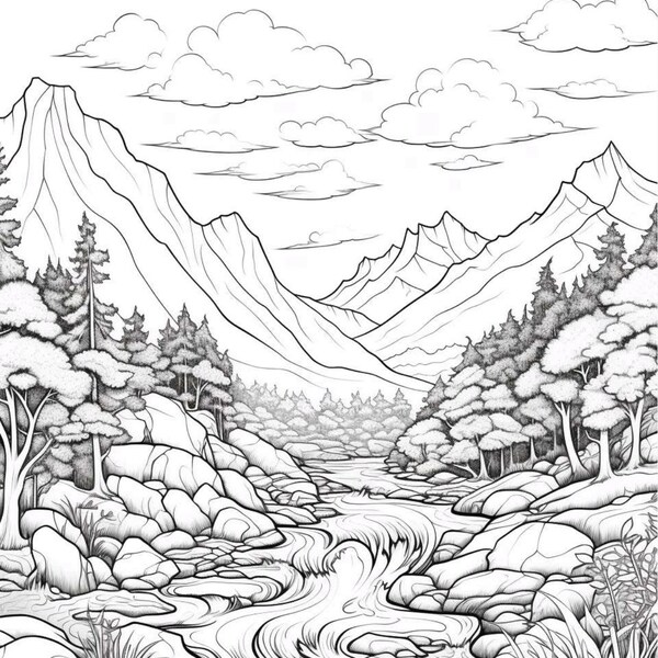 75 Landscape Coloring Pages for Kids Printable, Relaxing View, Nature ...