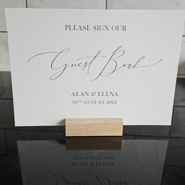 Wedding Guest Book Sign With Oak Card Holder. Standard or Personalised ...
