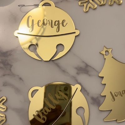 Personalized Name Ornament Sleigh Bell Custom Gift Tag Christmas ...