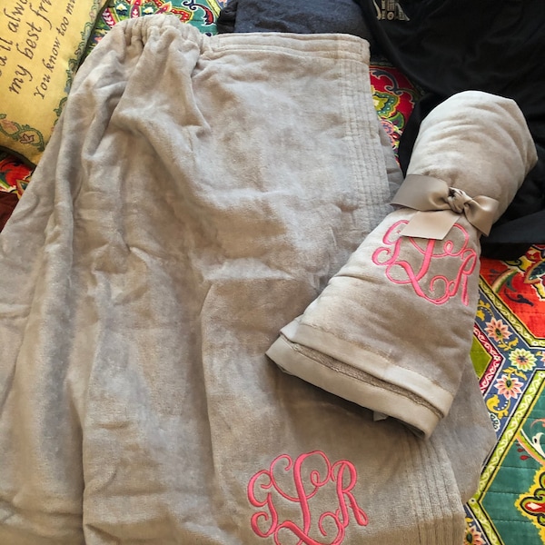 Monogrammed Terry Velour Spa Wrap, Personalized Towel Wrap, Custom ...