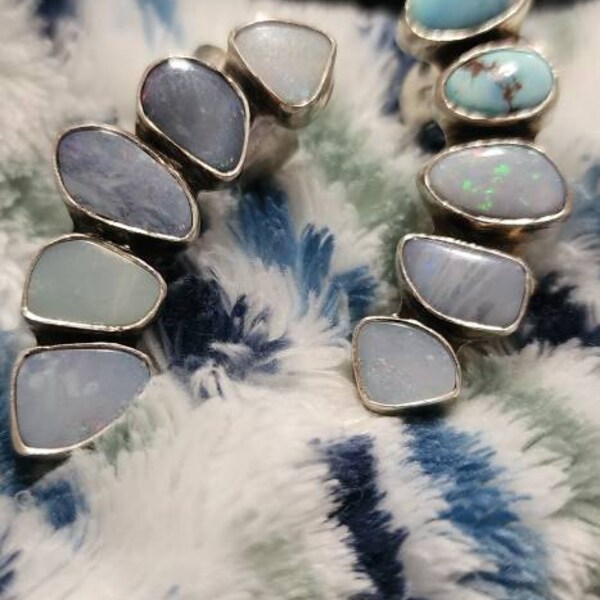 Rose Cut Hubei Turquoise, Ocean Jasper and Cubic Zirconia Statement ...