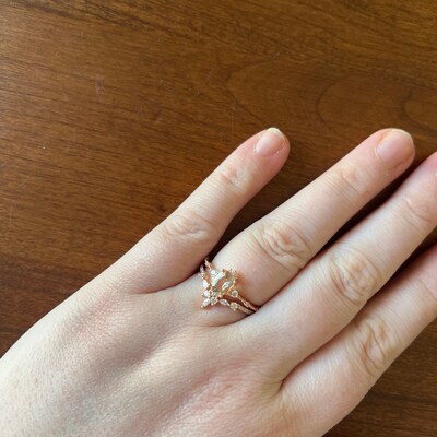 Cushion Cut Morganite Engagement Ring Set Rose Gold Pink - Etsy
