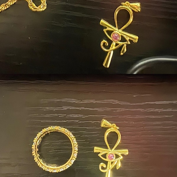 Minimal ANKH Necklace, Modern Eye of Ra Pendant, Ankh With Eye of Horus ...