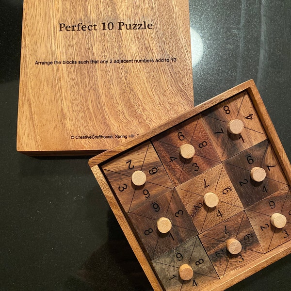 Brain Teaser Puzzle for Adults, Perfect 10 Puzzle, Wood Numbers Puzzle ...