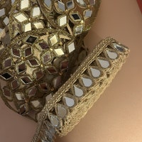 9 Yards Narrow Scalloped Golden Drop Pearl Trim Lace, Dupatta Saree Suit Border Ribbon Lace ...