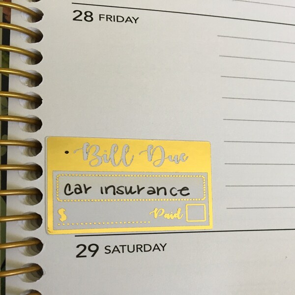 Gold Foiled Bill Payment Stickers - Planner Stickers, Reminder Stickers ...