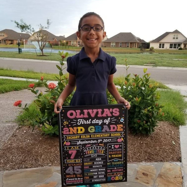 Girl First Day of School Sign Printable 1st Day of School Sign Back to ...