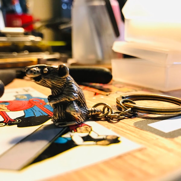 Rat Bronze Keychain. Rat Zodiac Sign Keyring. Year of the Rat 3d Charm ...