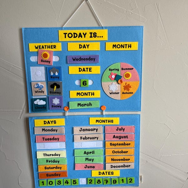 My First Calendar, All About Today Calendar, Felt Learning Board ...