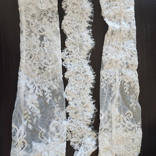 Long Fingerless Lace Gloves, Ivory Wedding Sleeves, Detachable Lace ...