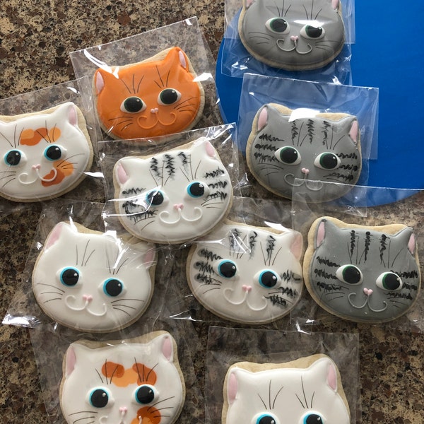 Cat Face Sugar Cookies (1 Dozen) - Etsy