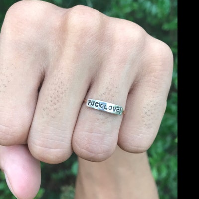Personalized Jewelry, Custom Word Ring, Custom Name Ring, Stackable ...