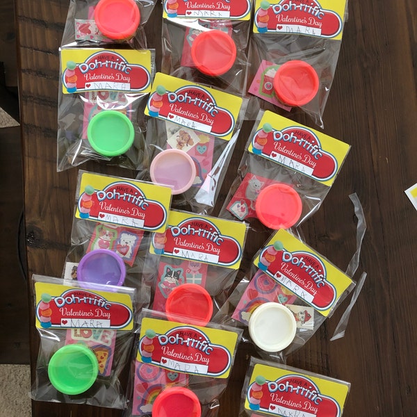 Playdough Valentine Stickers and Bags, Play-doh Valentines Treat Bags ...