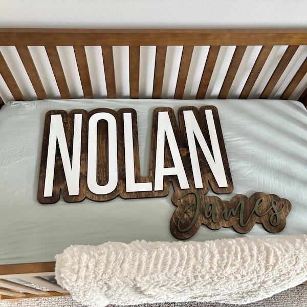 Personalized 3D Nursery Baby Name Sign Custom Wood Name Plaque ...