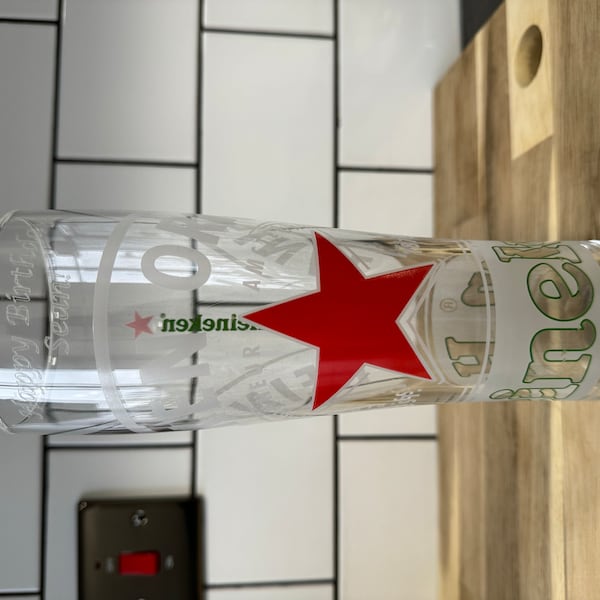 Engraved Heineken Pint Glass. Personalised With Your Message. Great for ...