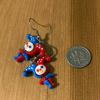 Weirdo Jester Clown Earrings Red or Orange - Etsy