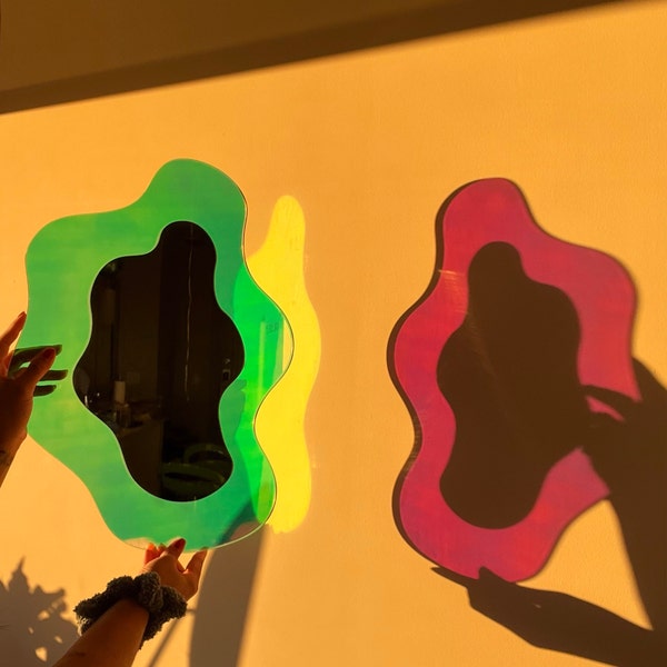 Medium Wiggly Life Reflector- Wavy Acrylic Mirror Wiggly Mirror Amorphic Mirror Retro Mirror ...