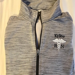 Personalized Ladies Nurse/doctor Embroidered Full Zip Jacket, LPN, CNA ...