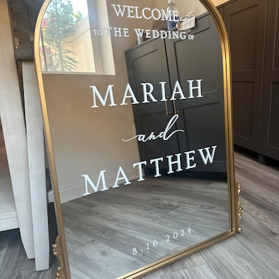 Wedding Welcome Sign Customizable Names Mirror, Acrylic, Cardboard ...
