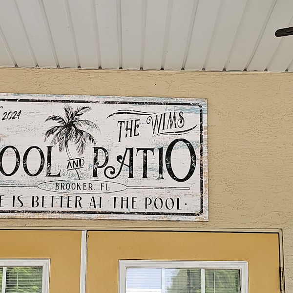 Personalized Pool & Patio Sign, Pool Sign, Swimming Pool Decor, Outdoor ...
