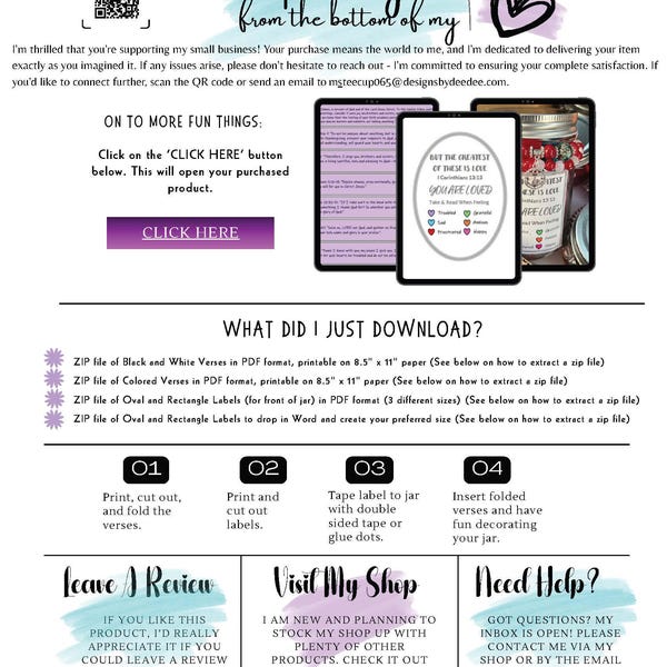 Digital Download Instructions Templates for Digital, Print and Bundle ...