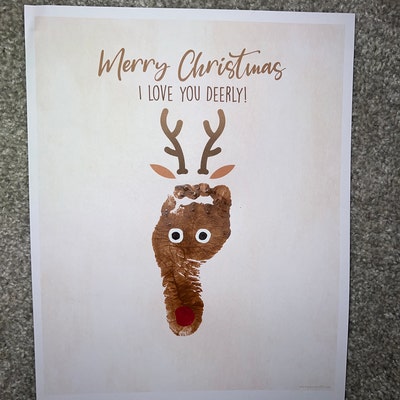 Christmas Footprint Reindeer / Xmas Handprint Footprint Art Craft ...