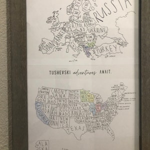 Europe Travel Map Print Handmade Map Print Europe Map | Etsy