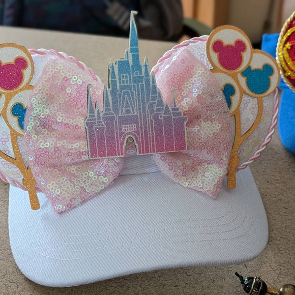 Castle and Balloons Mouse Ear Visor / Magical Castle Mouse Ears ...