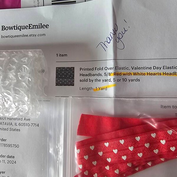5/8 Foldover Elastic Sample Card, Bowtique Emilee Elastic, Contains 1 ...