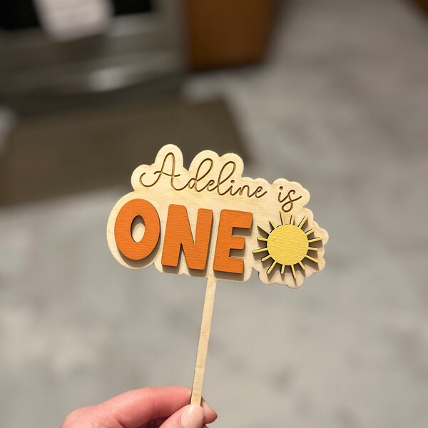 Sun ONE Cake Topper With Custom Name, First Birthday Decorations, 3D ...