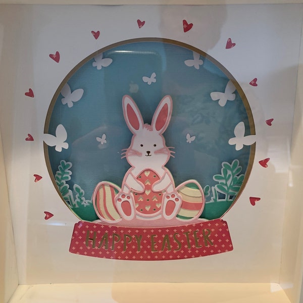 3D Easter Bunny Shadow Box, Layered Easter Svg, Snowglobe Shadowbox, Happy Easter Shadow Box ...