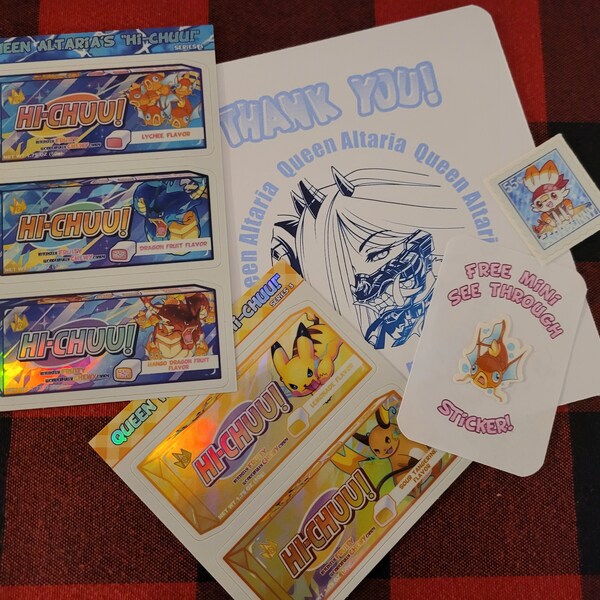 Hi-chuu! Pokemon Pikachu Raichu Holo Vinyl Sticker Sheet for Hydroflask ...