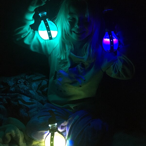 Glowing Light Elixir in Medium Potion Bottle With Leather Holster, USB Rechargeable - Etsy