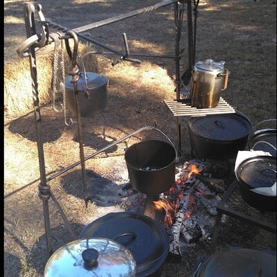 Hand Forged Campfire Cookset With Adjustable Swing Arms heavy Duty and ...
