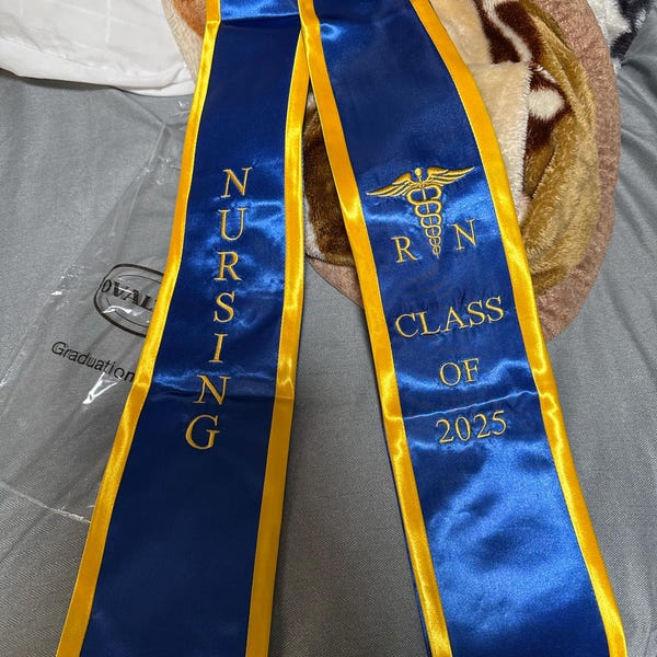 Custom Navy Blue With Gold Trim Nurse Graduation Stole Class of 2025 - Etsy