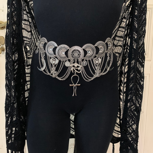 Egyptian Lemurian Ankh Hip Chain Belt - Egyptian Belt Occult Goth ...