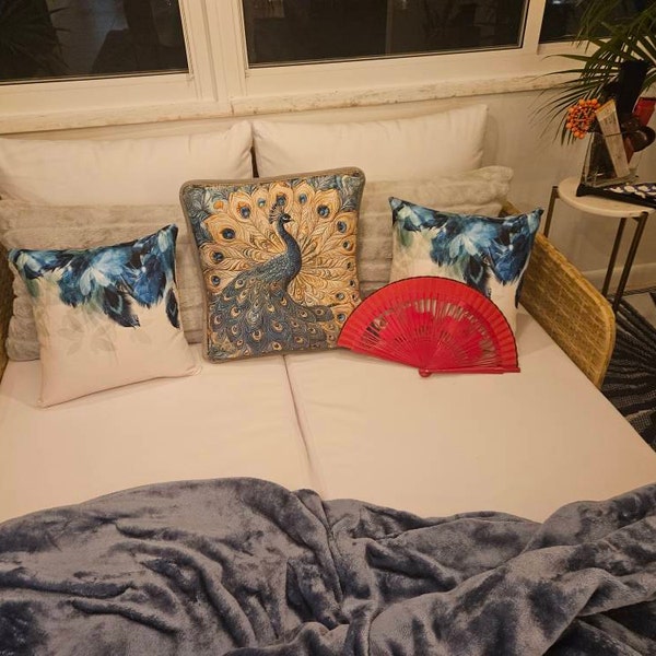 Modern Blue & Green Abstract Watercolor Curtains, Artistic Brushstroke ...