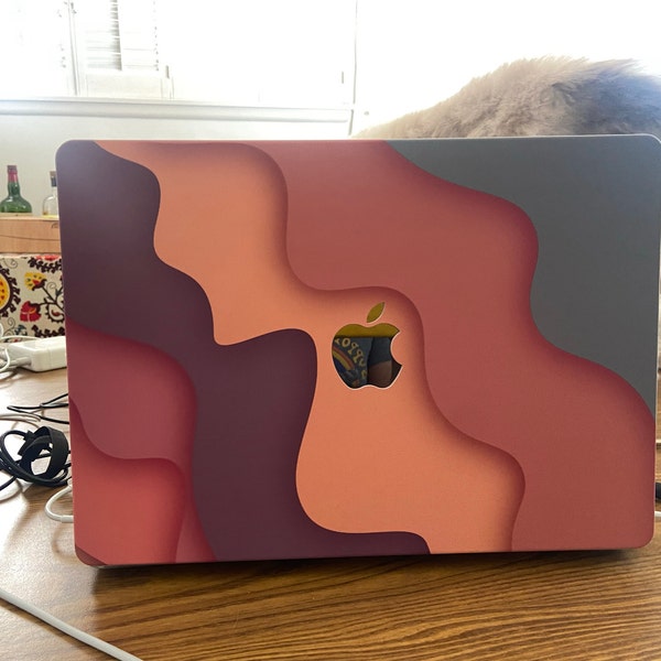 Colorful Ombre Waves Illustration Painting Hard Case MacBook Air Pro 13 ...