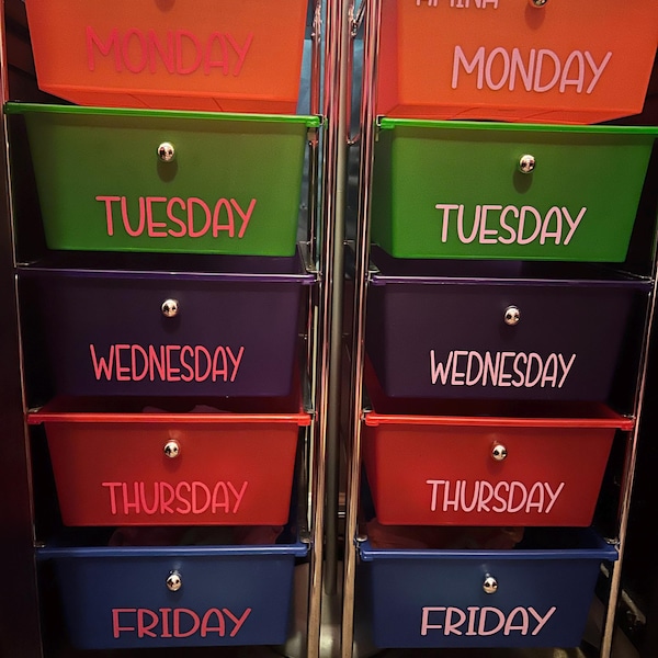 Days of the Week Decals, Days of the Week Stickers, Weekday Decals ...
