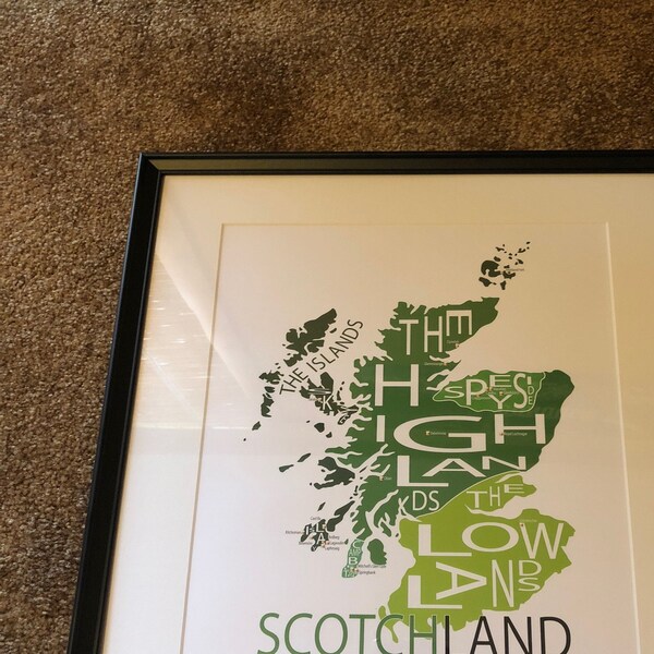 Typographic Map of the Scotch Regions and Distilleries of Scotland ...