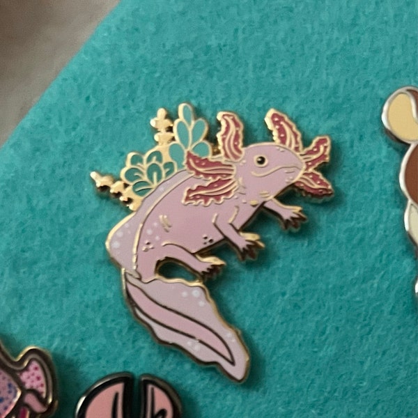 Pink Axolotl Pin, Axolotl Pin, Enamel Pins, Enamel Pin, Axolotl Enamel ...