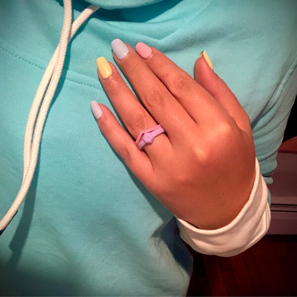 Designed Silicone Wedding Ring for Women. Set of Thin and Stackable ...