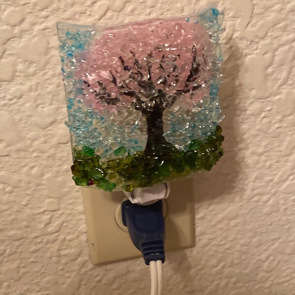 Recycled Glass Cherry Blossom Tree Night Light Nightlight - Etsy