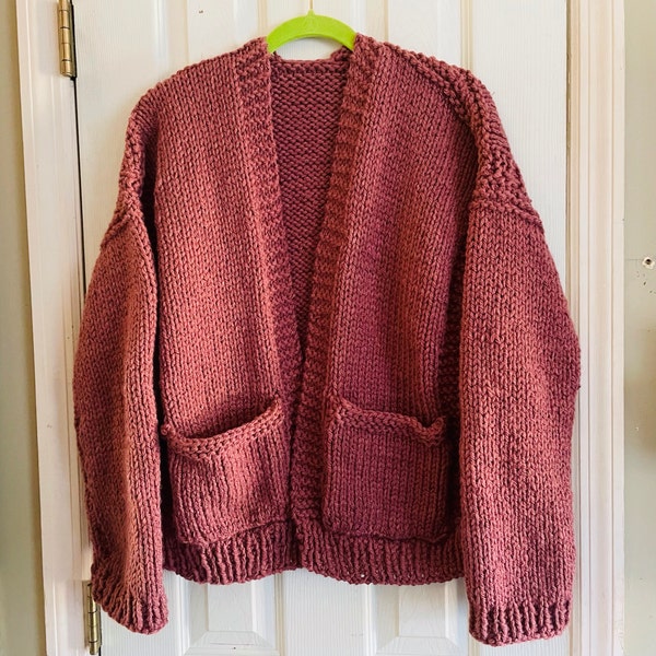 Moonbow Slouchy Knit Cardigan Pattern, Easy Knit Sweater Pattern ...