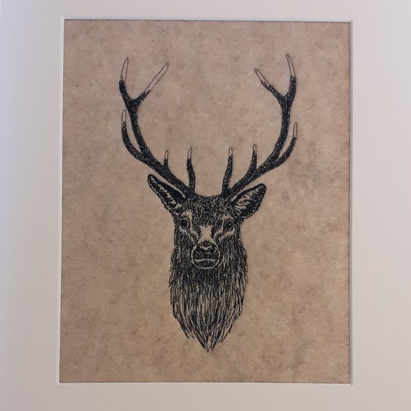 Red Deer Stag Machine Embroidery File, Sketched Style. 4 Sizes, 7 File ...