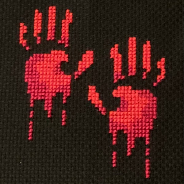 Bloody Handprints ~ Cross Stitch Pattern - Horror, Gothic, True Crime ...